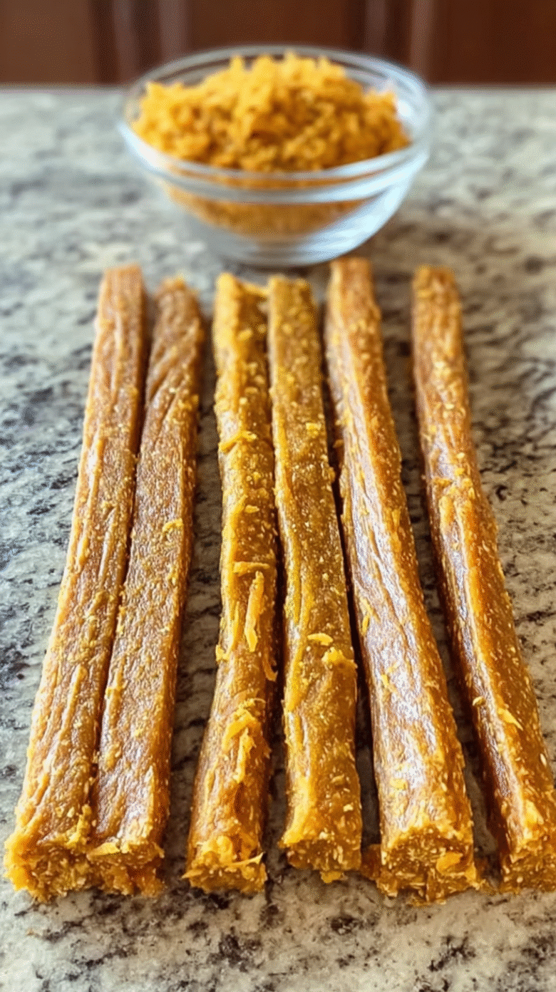 Homemade Carrot and Pumpkin Snack Sticks for Dogs